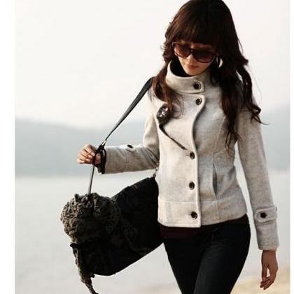 Fashion All-match Wool Collar Short Jacket on Luulla